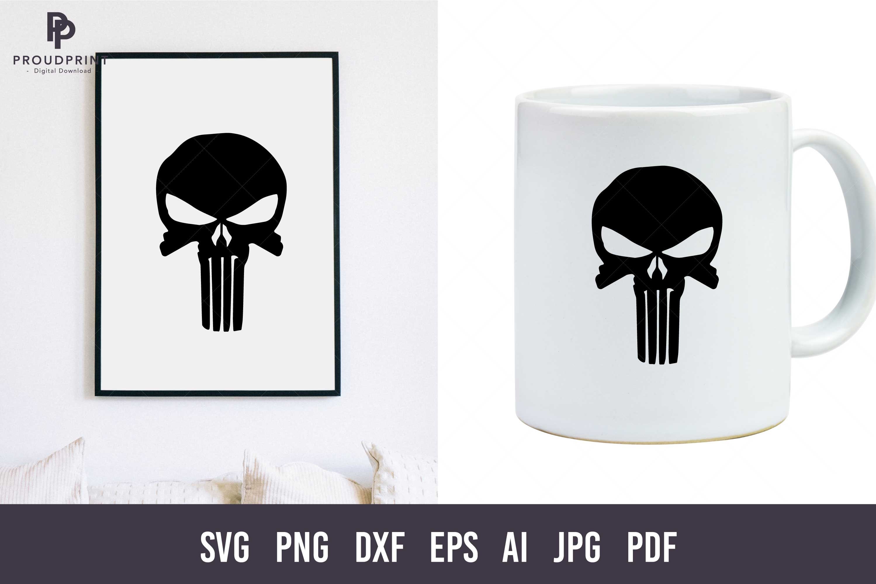 Punisher Skull Svg. Skull Head Svg. Punisher Silhouette. Skull - Etsy UK