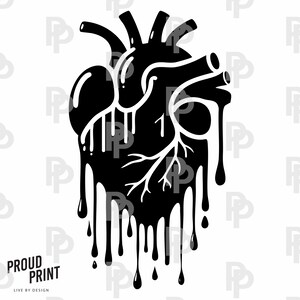8 Dripping Anatomical Heart SVG. Bundle Dripping Heart Silhouette ...
