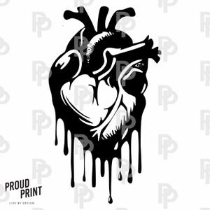 8 Dripping Anatomical Heart SVG. Bundle Dripping Heart Silhouette ...