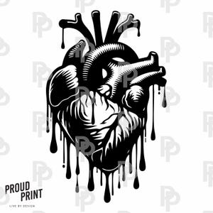 8 Dripping Anatomical Heart SVG. Bundle Dripping Heart Silhouette ...