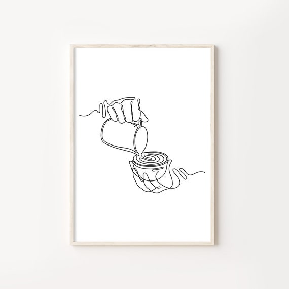 One Line Body Coffee Drawing Wall Art Prints. One Line - Etsy