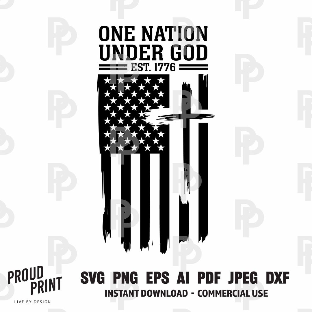 One Nation Under GOD Svg. in God We Trust SVG. Patriotic Svg ...