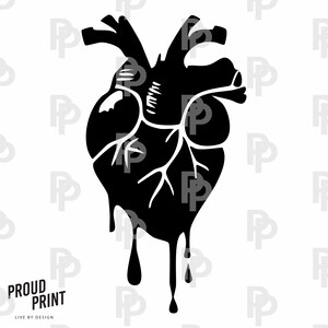 8 Dripping Anatomical Heart SVG. Bundle Dripping Heart Silhouette ...