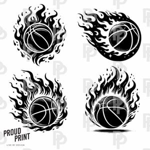 16 Basketball Flaming Svg. Bundle Basketball Silhouette. Flaming Ball ...