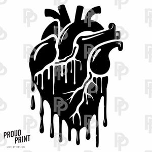 8 Dripping Anatomical Heart SVG. Bundle Dripping Heart Silhouette ...