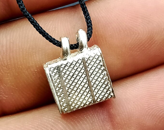 Silver Taweez With Black Thread, Handmade Square Shape Amulet Box ...