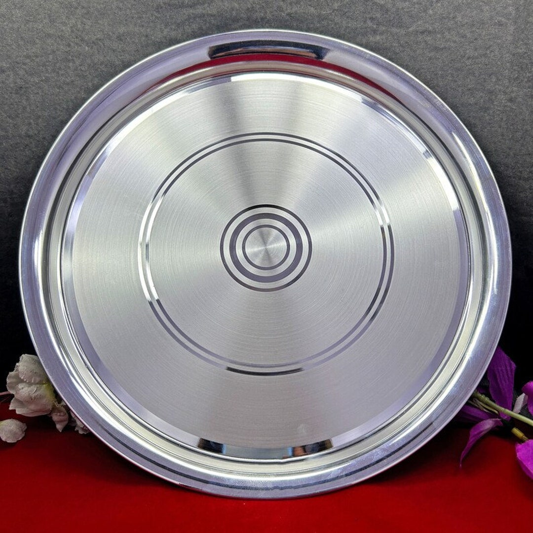 999 Pure Silver Plate, Premium Solid Silver Thali, Pooja Thali, Silver ...