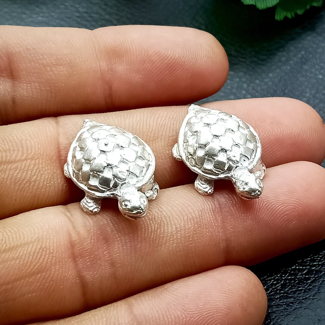 Tortoise Charm, Sterling Silver Small Tortoise Statue or Sculpture ...