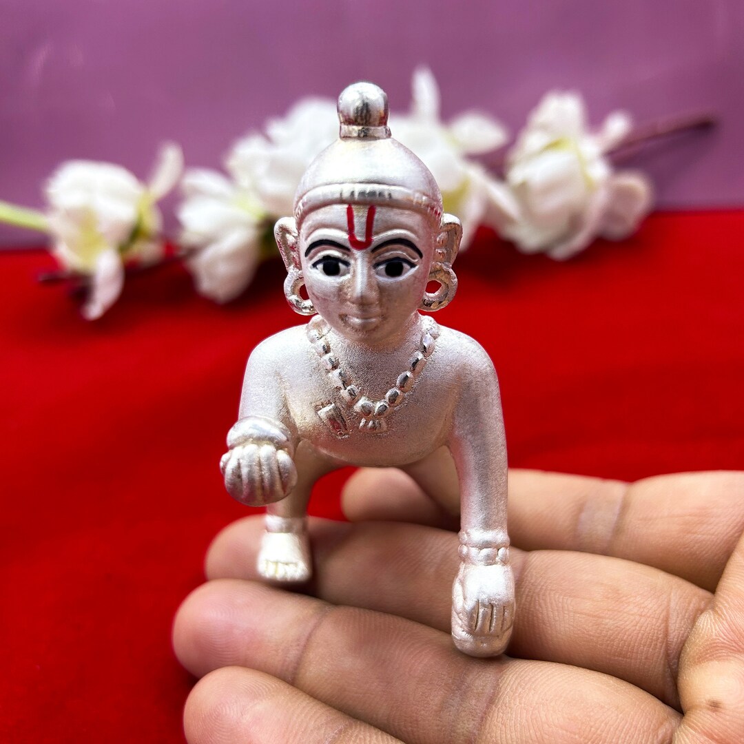 999 Silver Laddu Gopala, Sterling Silver Statue, Little Krishna ...