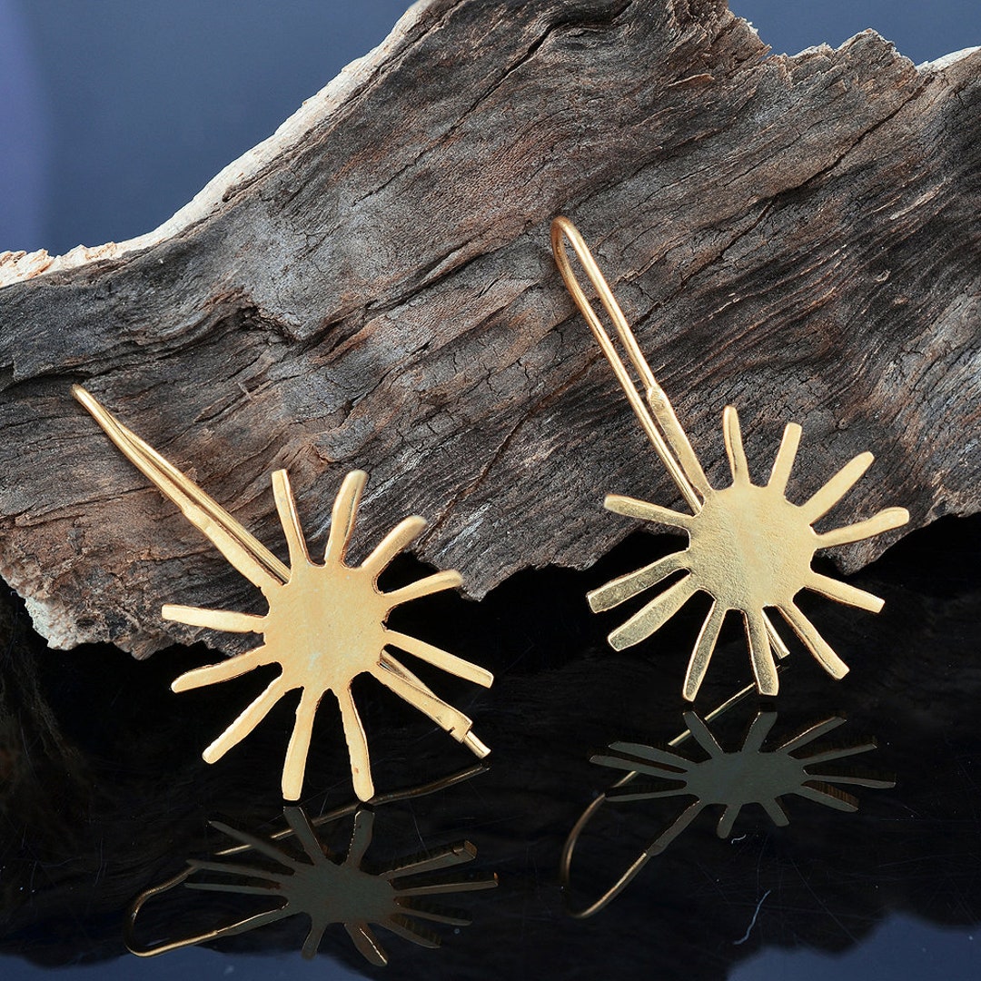 Star Shape Earrings Geometric Sun Rays Earring Daystar - Etsy Norway