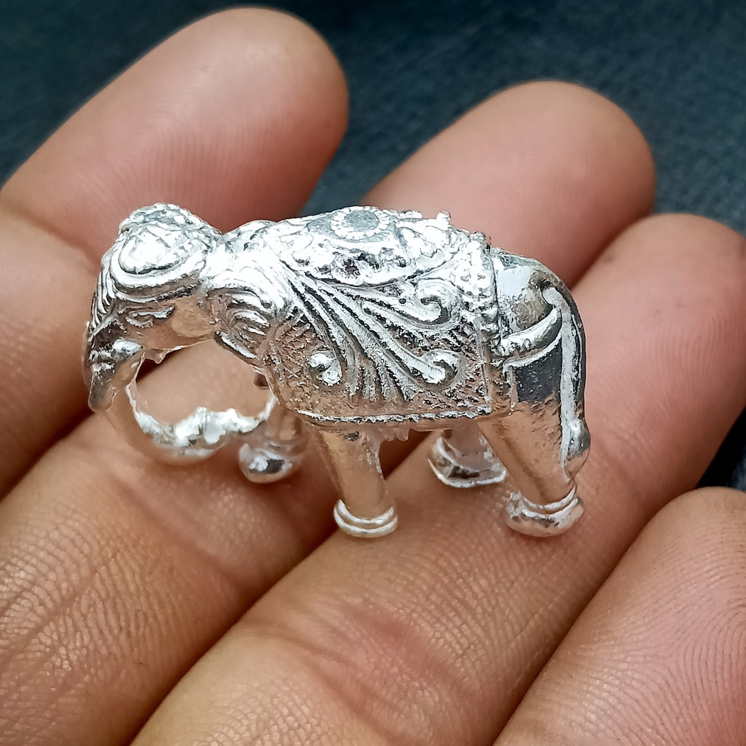 Solid Silver Elephant Statue Hand Carved Elephant Article - Etsy