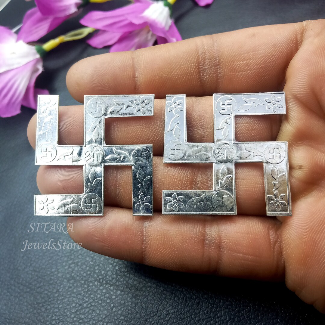 Hindu Religious Swastik Pair in Sterling Silver, Home Entrance Door ...