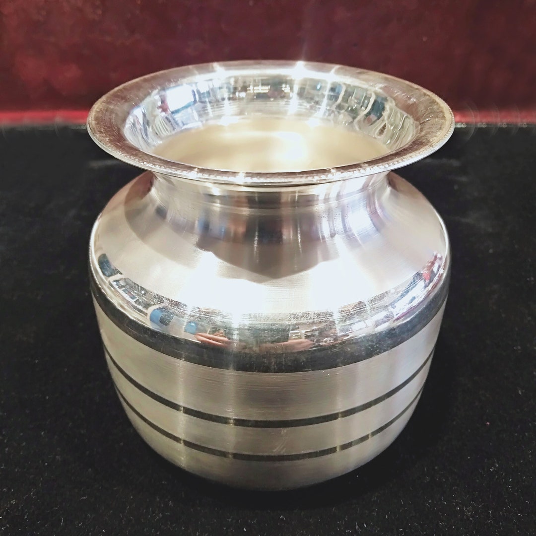 Pure Silver Kalash for Pooja Mandir, Handmade Silver Lota Kalasam for ...