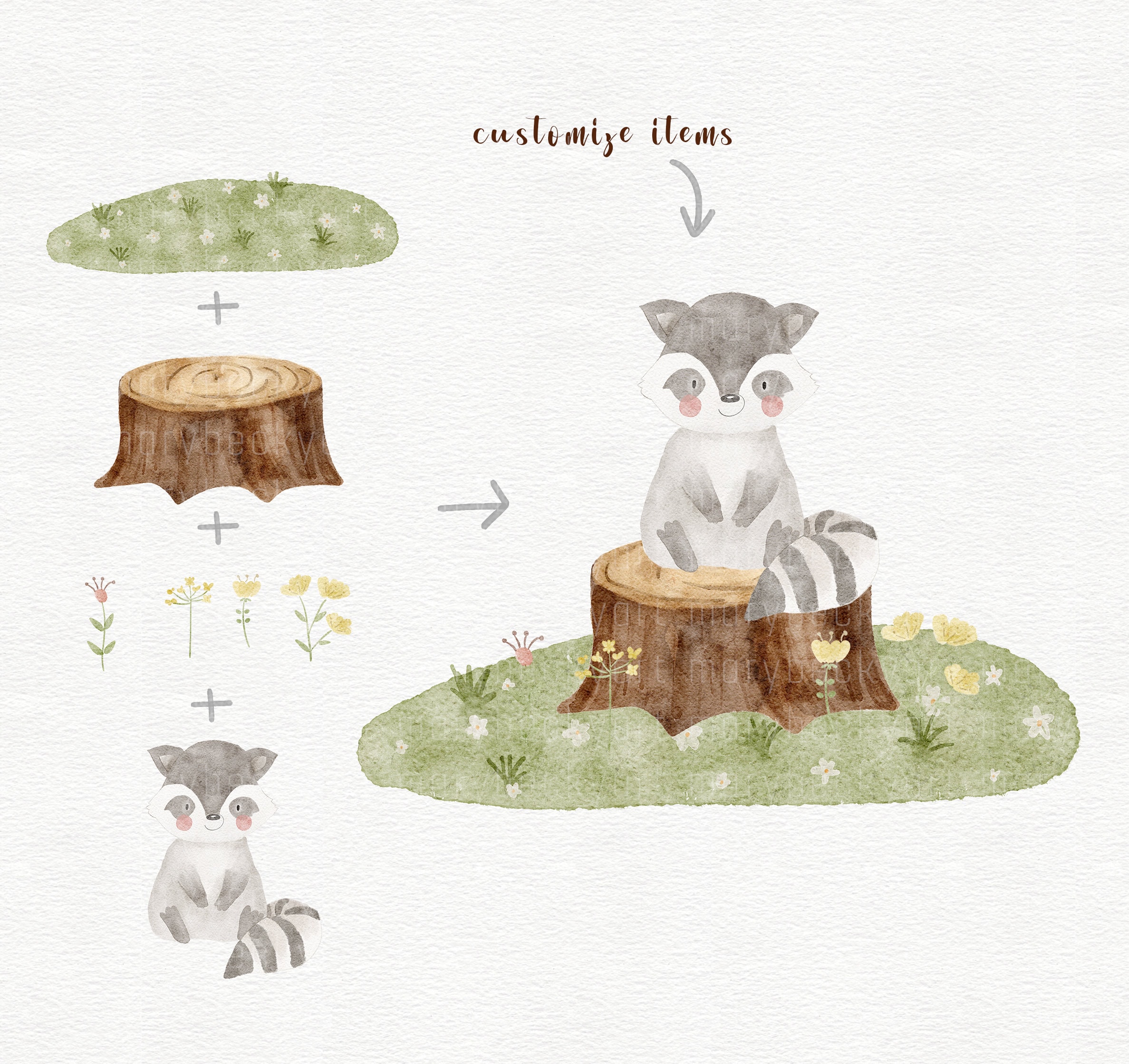 Watercolor Woodland Animal Bundle Clipart Set 100 Png Hand Painted ...