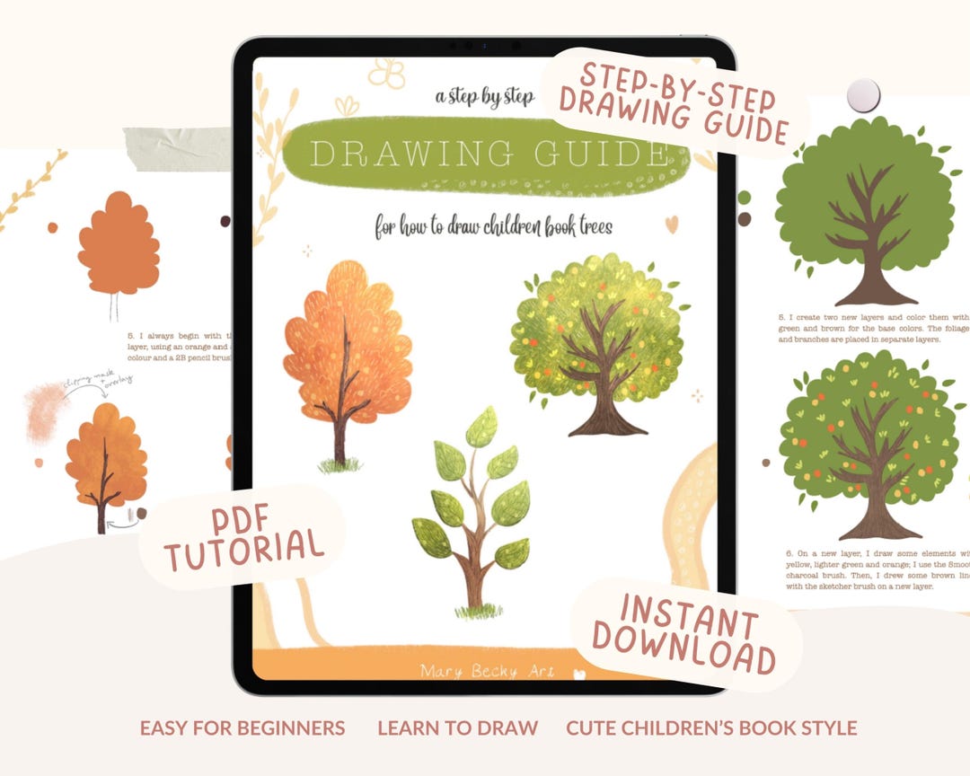 Procreate Children's Book Trees Drawing Guide, iPad Tutorial (PDF ...