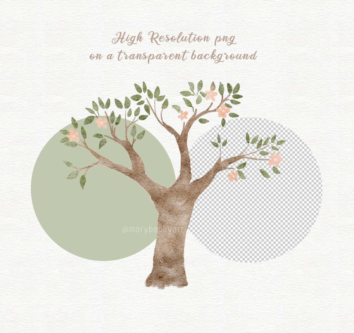Watercolor Woodland Trees Clipart Set, Png Hand Painted Tree ...