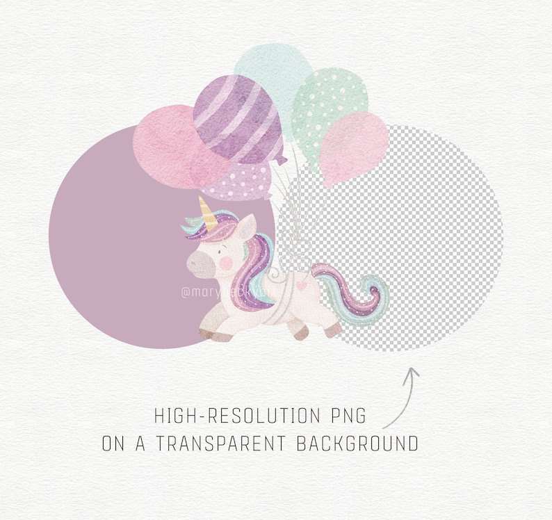 Cute Watercolor Unicorn Clipart Bundle Set, Rainbow , Magic Unicorn ...