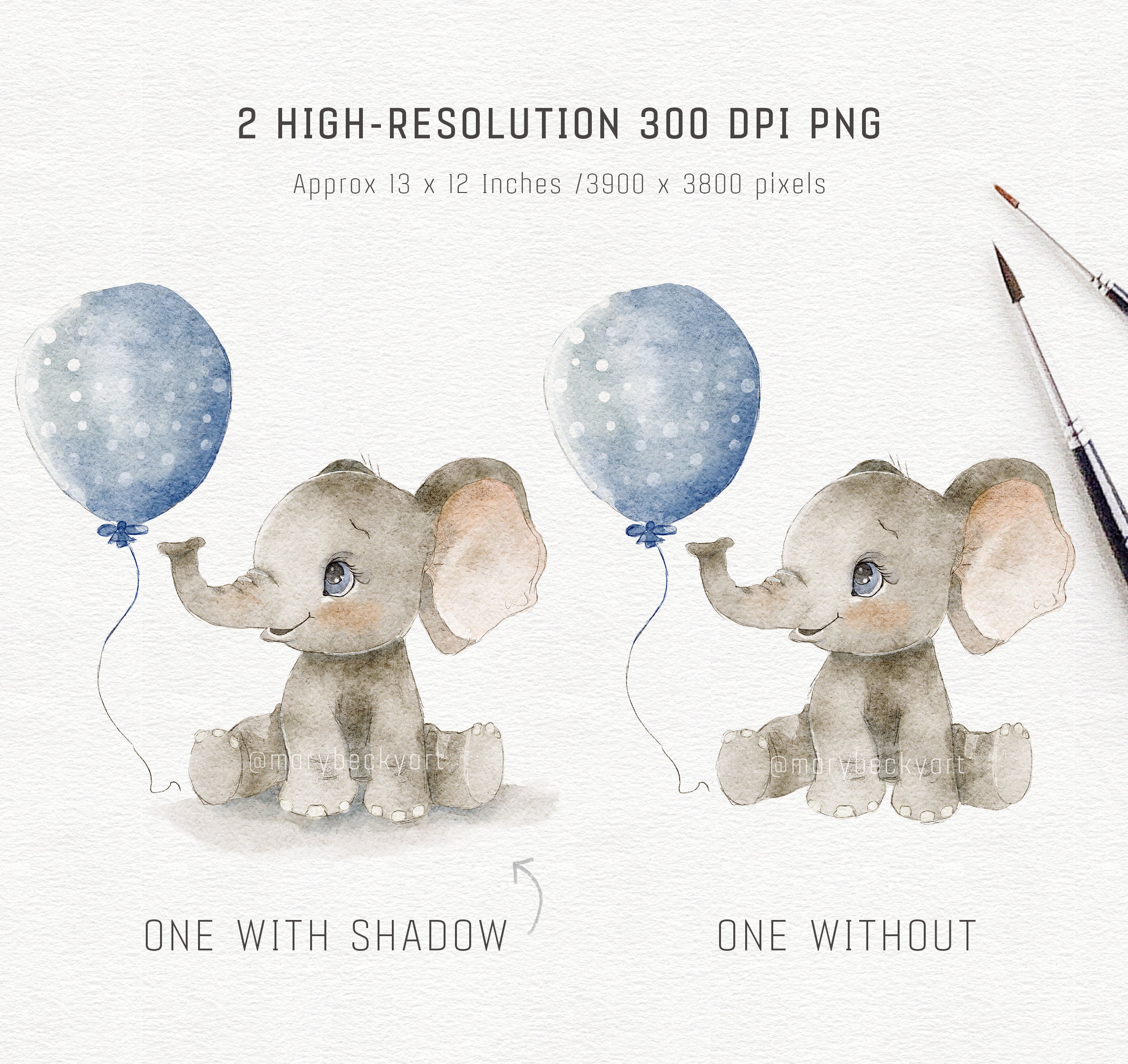 Watercolor Little Baby Elephant PNG - Hand Painted Elephant Clipart ...
