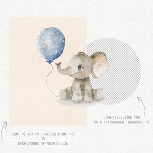 Watercolor Little Baby Elephant PNG - Hand Painted Elephant Clipart ...