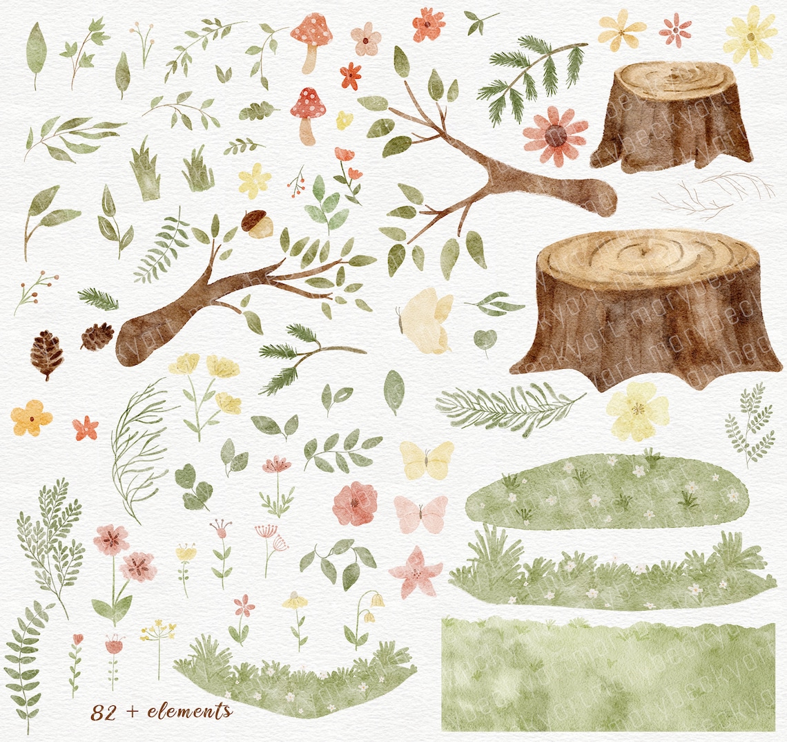 Baby Deer Watercolor Clipart Set 100 Png Hand Painted - Etsy