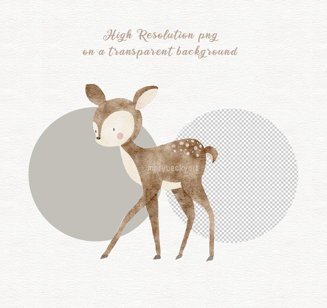 Baby Deer Watercolor Clipart Set 100 Png Hand Painted - Etsy