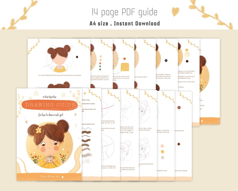 A Step by Step Drawing Guide for How to Draw and Colour a Cute Girl in ...