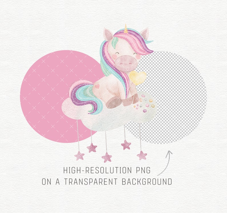 Cute Watercolor Unicorn Clipart Bundle Set, Rainbow , Magic Unicorn ...