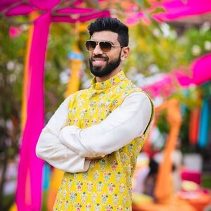 Yellow Embroidered Waistcoat Set Perfect for Haldi Ceremony. Customize ...