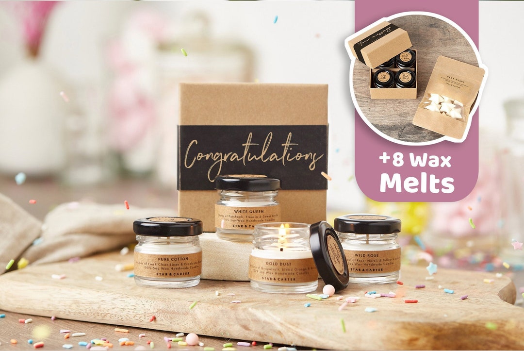 Congratulations Gift Set. 4 Perfume Scented Soy Wax Candles and 5 Wax ...