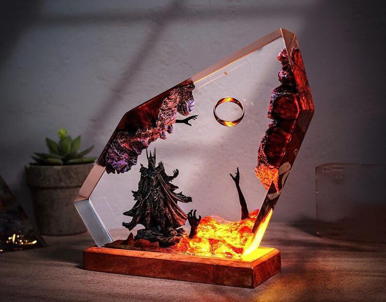 Sauron & Power Ring LOTR Resin Lamp Resin Epoxy Diorama Lamp, Handmade ...