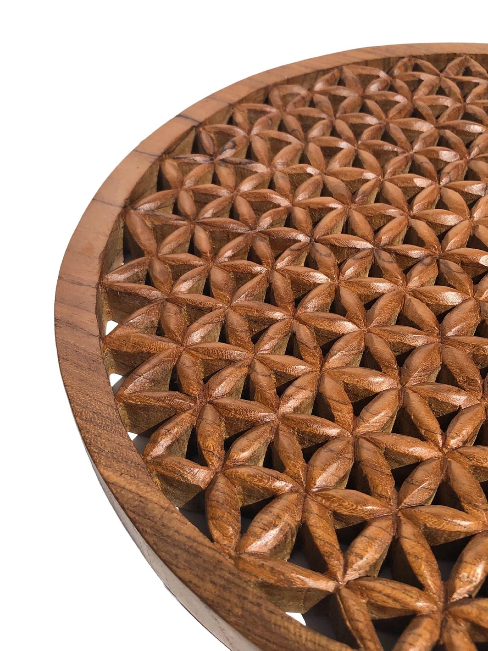 Teak Wood Tree of Life Seedsun Flower Wall Artwall Carving - Etsy