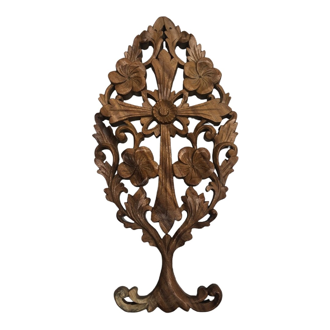 Christian Cross Wall Art Home Decor,hand Carved Cross,wood Carving,wood ...