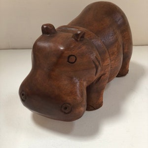 Wooden Hippo 20cm ,hand Made,wooden Carving ,animal Statue ,hand Made ...
