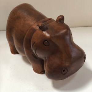 Wooden Hippo 20cm ,hand Made,wooden Carving ,animal Statue ,hand Made ...