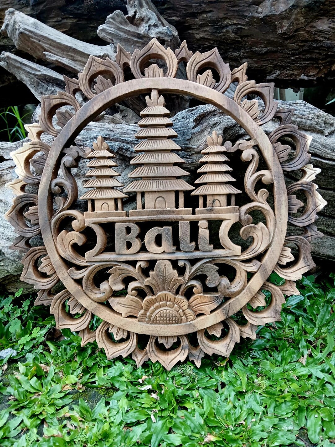 Handcarved Balinese Round Wall Decor – Wooden Gat Mandala Panel | Bali ...
