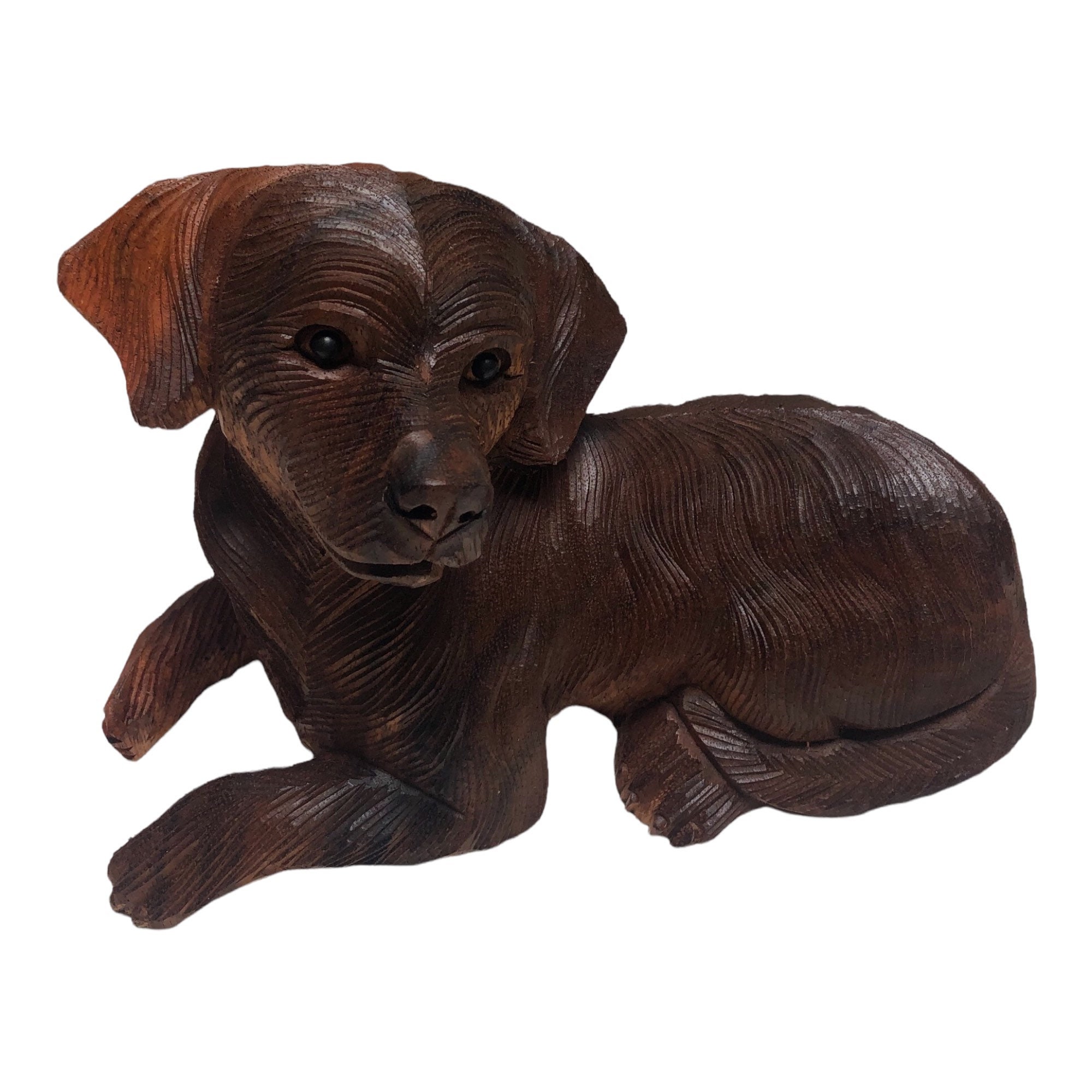 Wood Carved Animal Sculpture Dog Statue Wooden Nature Home - Etsy