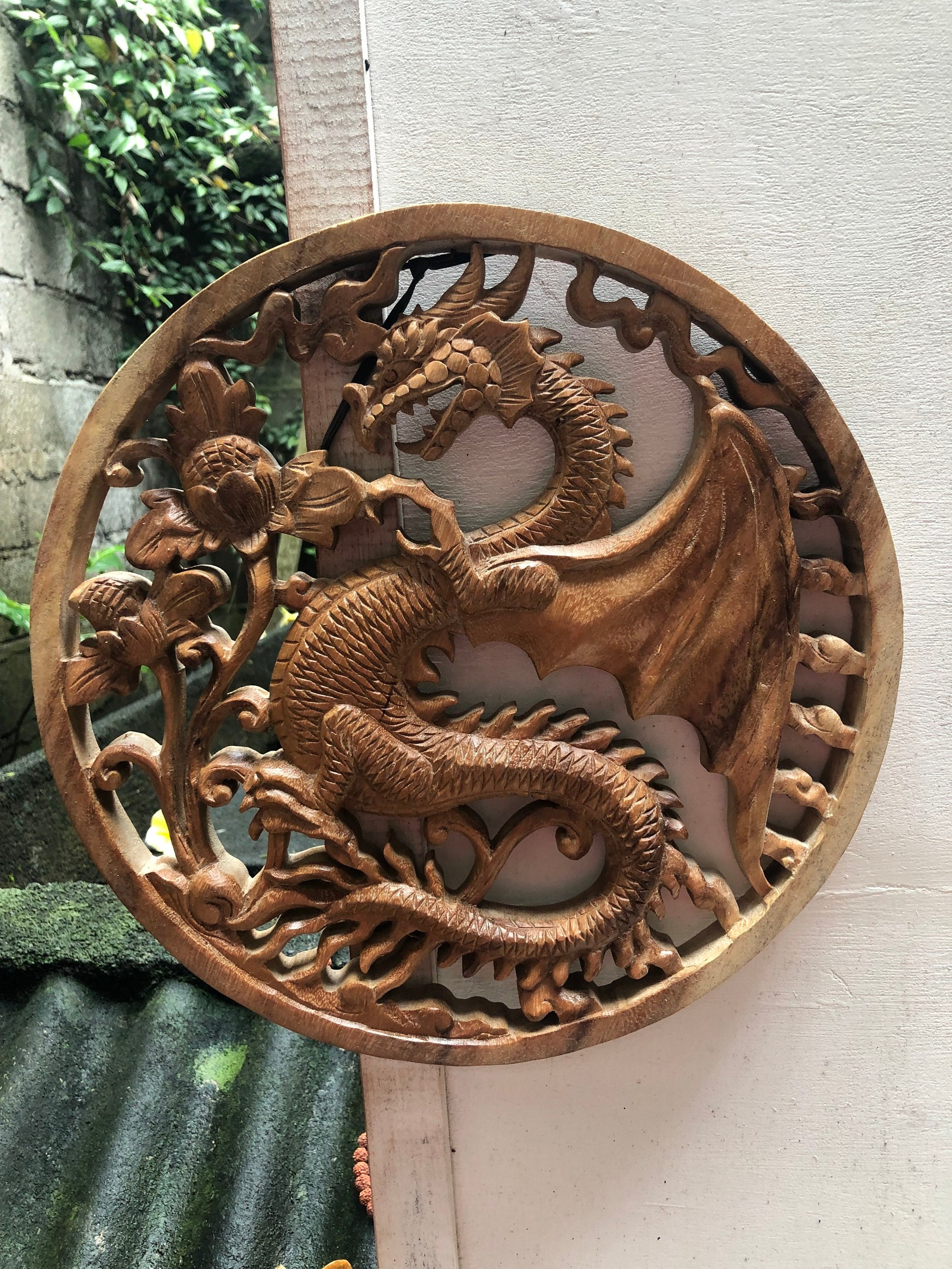 Fantasy Wood Dragone , Wall Decoration, , Gift for Father, Chinese ...