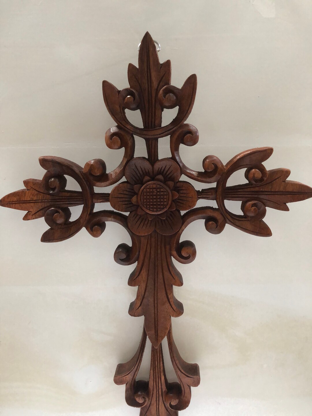 Carving Christian Hand Carved Cross Flower,wood Carving,hand Made ,wall ...