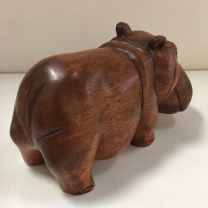 Wooden Hippo 20cm ,hand Made,wooden Carving ,animal Statue ,hand Made ...