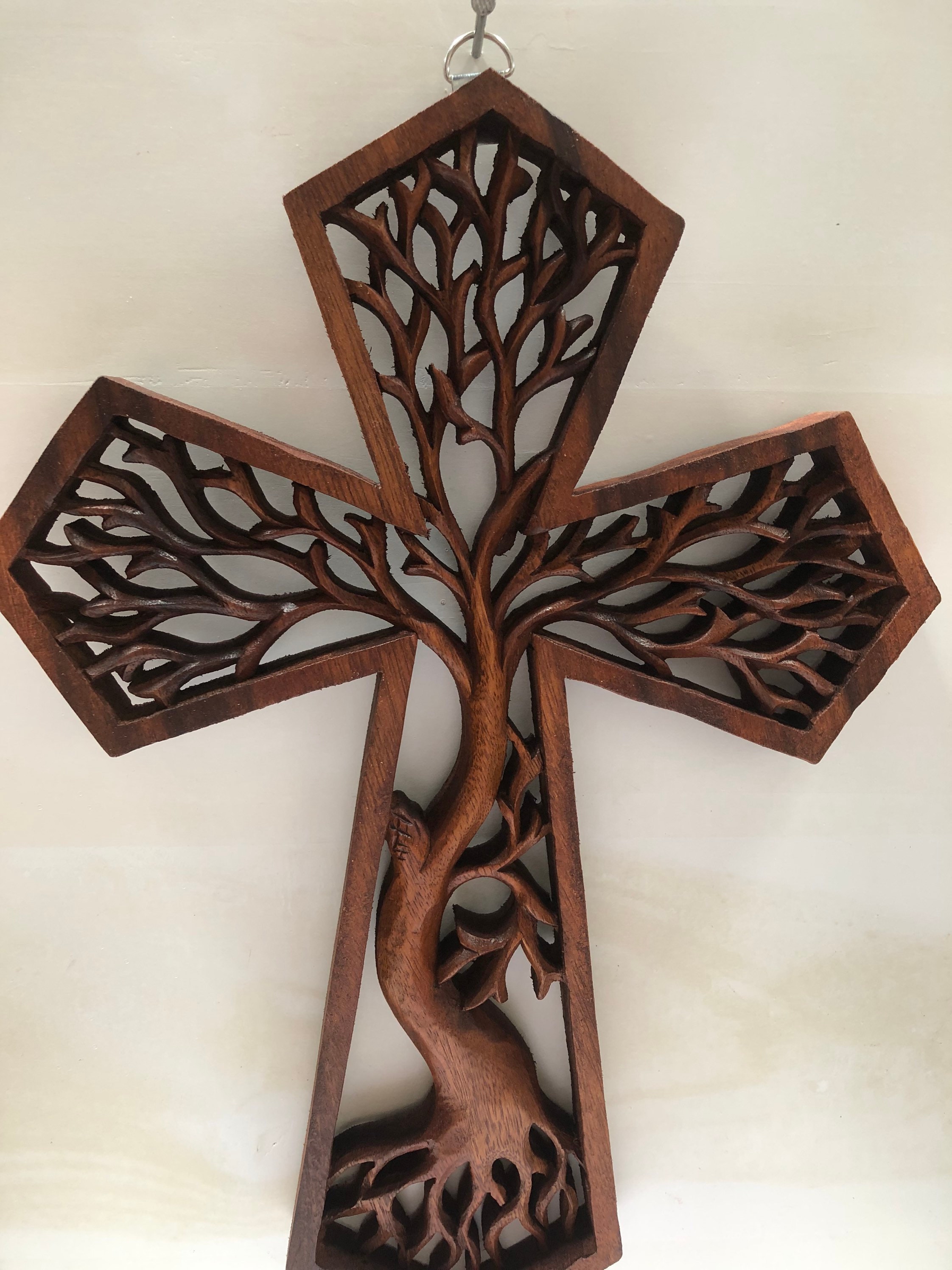 Tree of Life Christian Cross Hand Carved Crosswood - Etsy