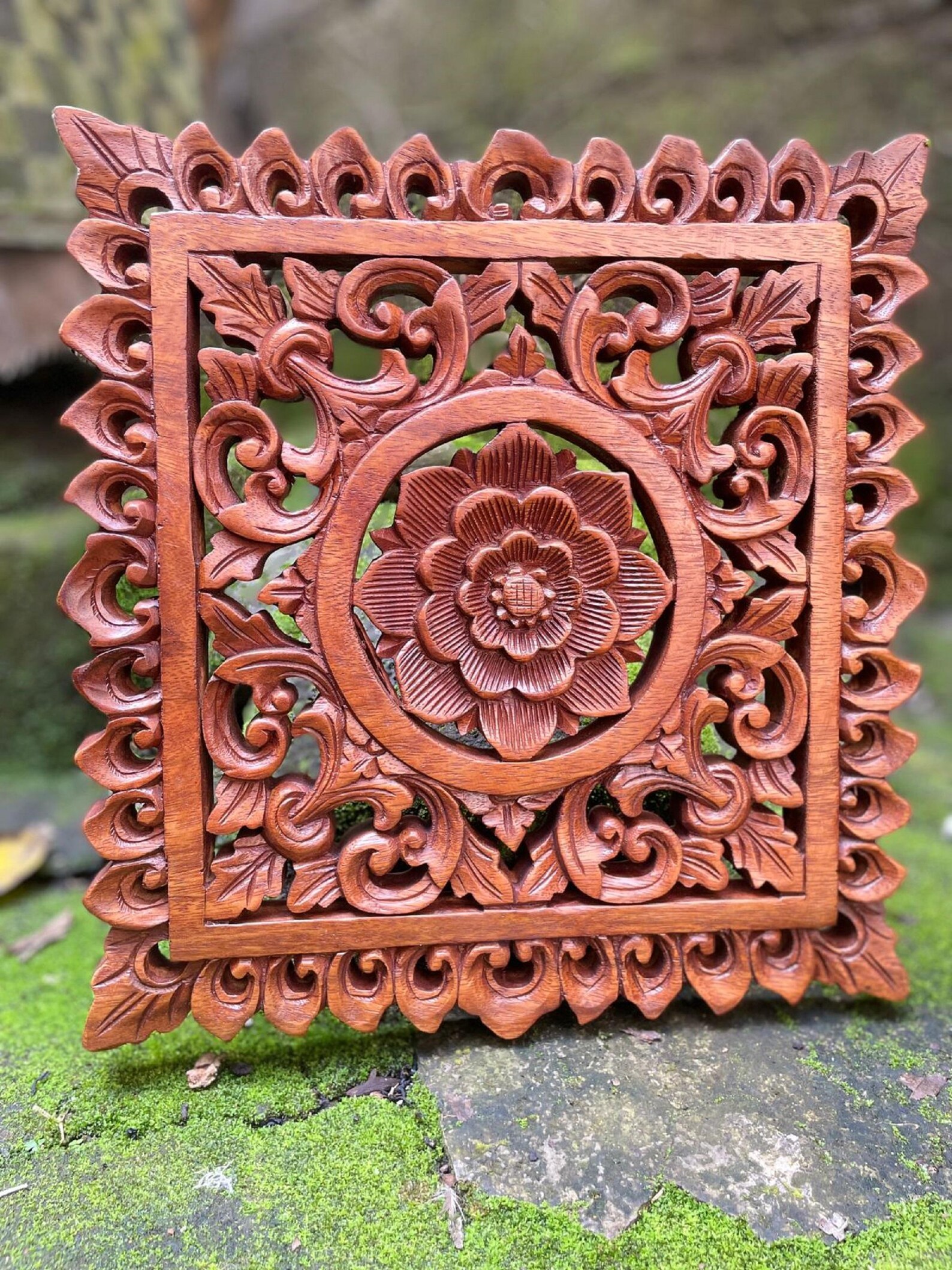 Balinese Wood Carving Wall Art Handcrafted Bali Decor Boho Wall Hanging ...