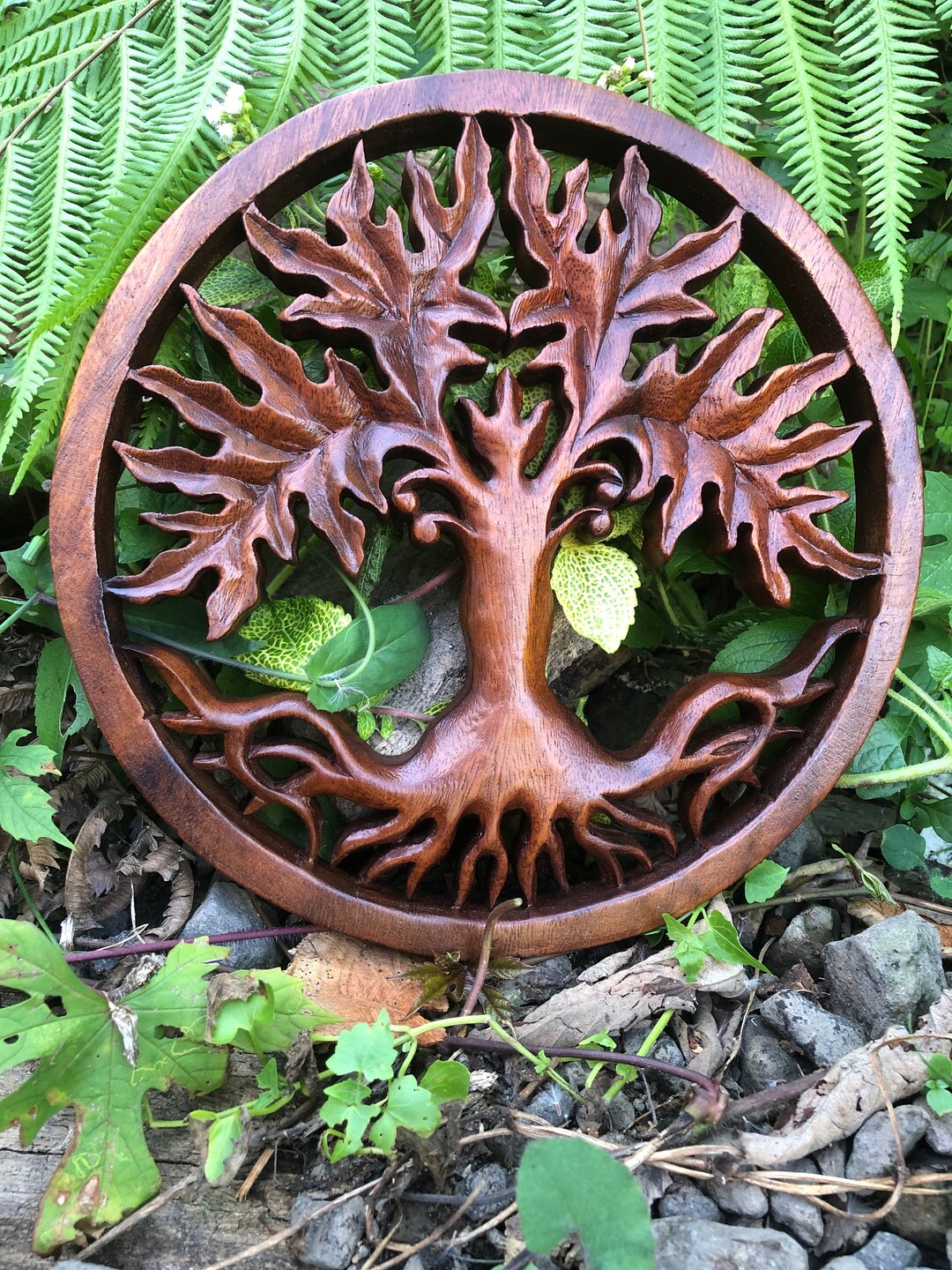 Handmade Suar Wood Carving: Tree of Life Medallion Wall Art - Etsy