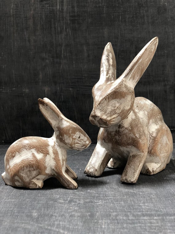 Wooden Rabbit Sculpture Rabbit Statue Wood Carving Hand - Etsy