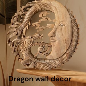 Handicraft Chinese Dragon Wood Wall Art Bold - Etsy