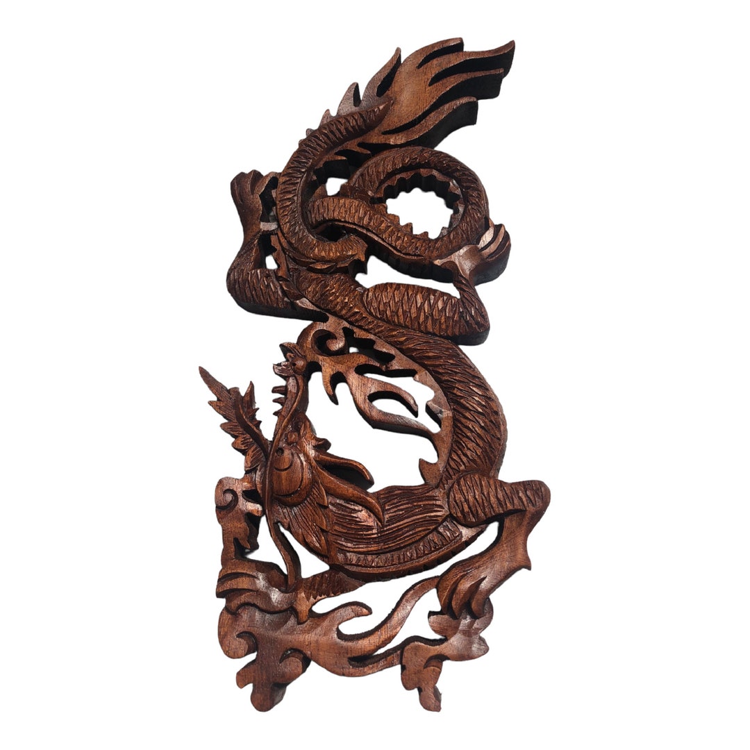 Wooden Dragon Wall Art, Fantasy, Mystical Animal, Wood Carving, Room ...