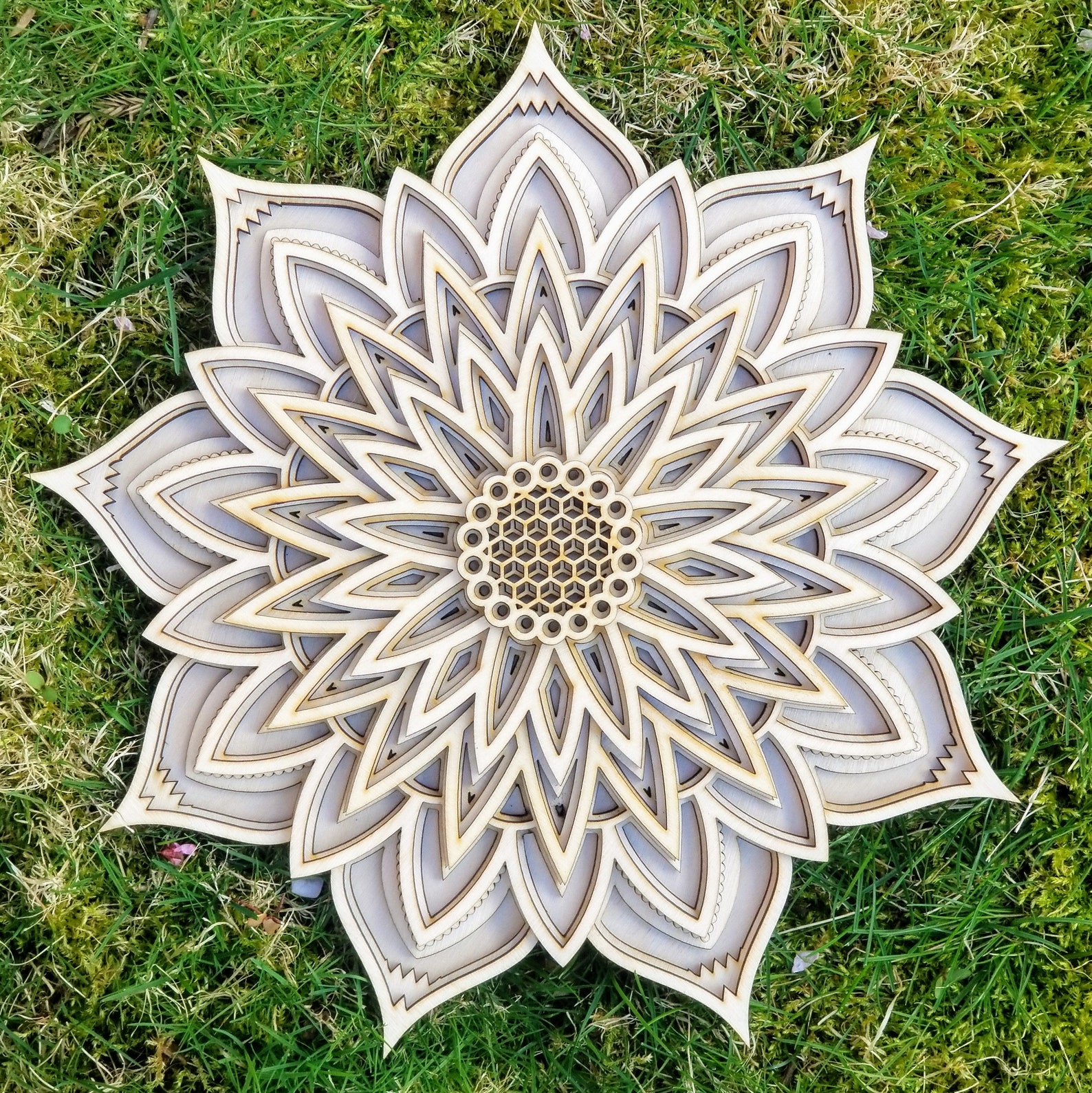 Sunflower in Natural Wooden Wall Art Geometric Wood Art - Etsy