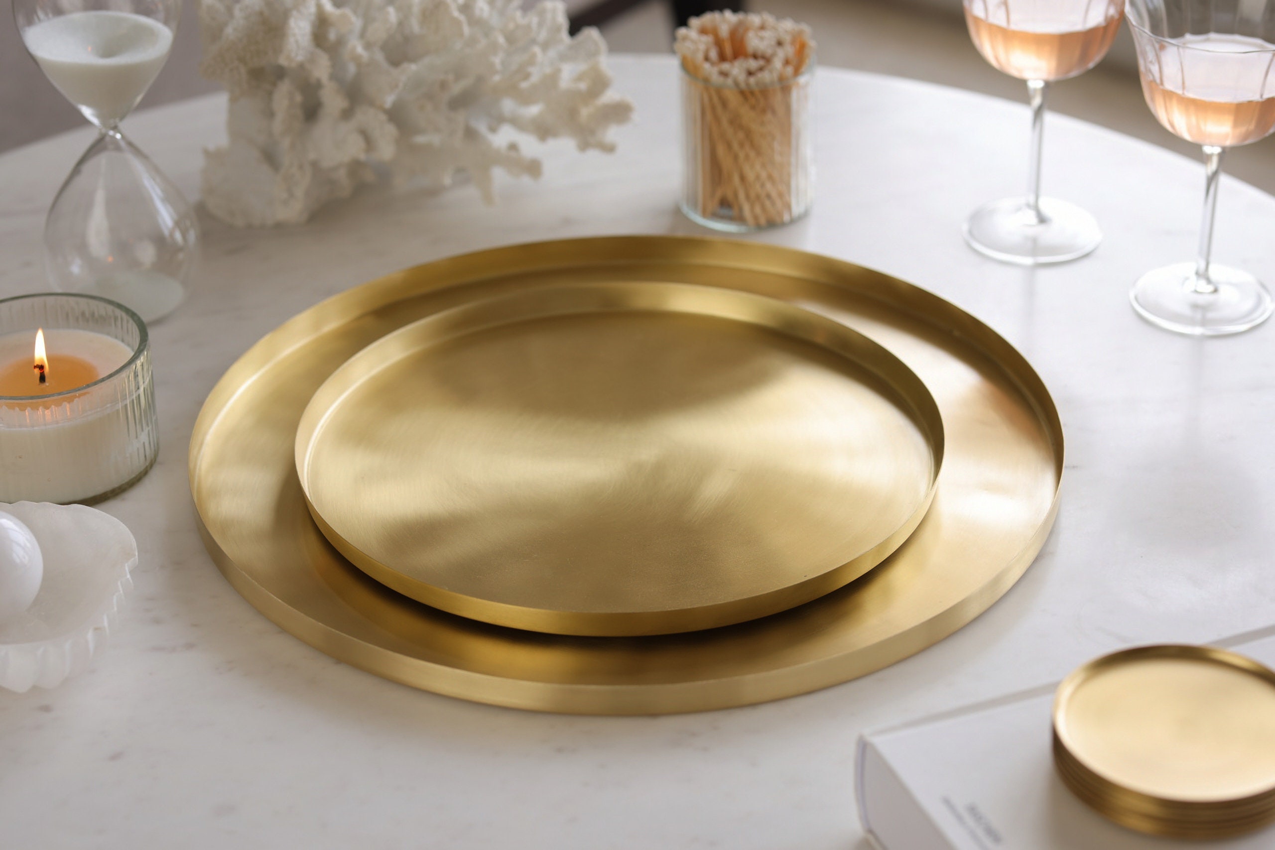 Heirloom Brass Round Ottoman Tray Large 16.5 | Etsy