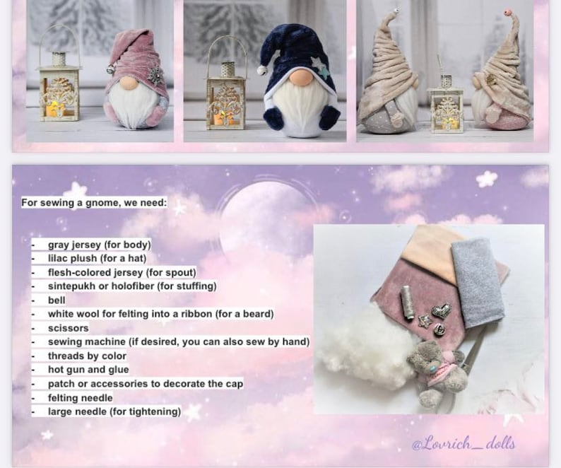 Gnome Sewing Pattern, Tutorial Patterns Gonk, Instruction Pdf, Textile ...