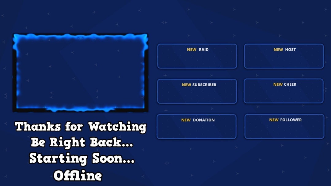 Blue Overlay Stream Pack Twitch Kick Alerts, Panels, Screens - Etsy