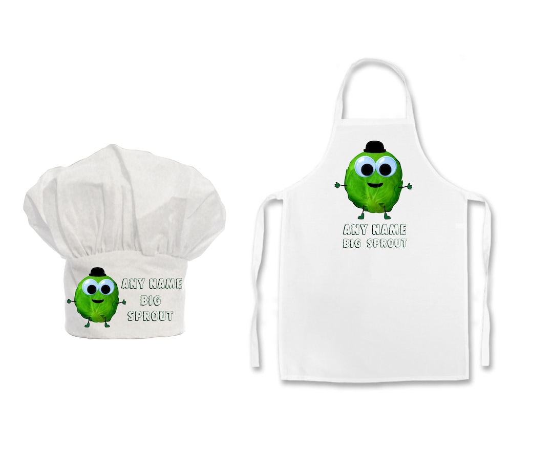 PERSONALISED ADULTS Big Sprout Brussel Sprout Print Chefs Hat or Apron ...